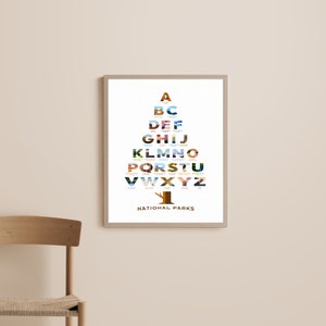 National Park Alphabet Tree Print, National Park Nursery Kids Room ...