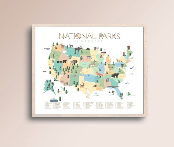 National park map National parks Download printable file | Etsy