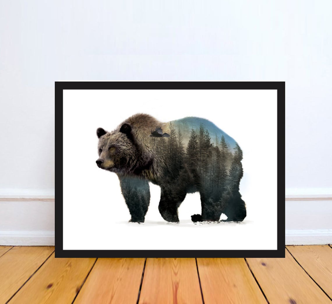 The Grizzly Bear Print Bear Picture Animal Bear Prints | Etsy