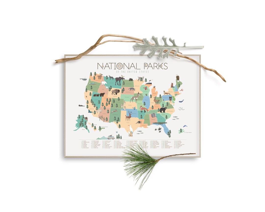 National Parks Map Art: Kids Nursery Decor (download Printable File) - Etsy