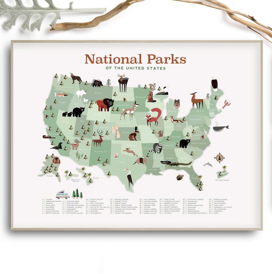 National Park Nursery 5-piece Map Set, Print Yourself, Save! Delightful ...