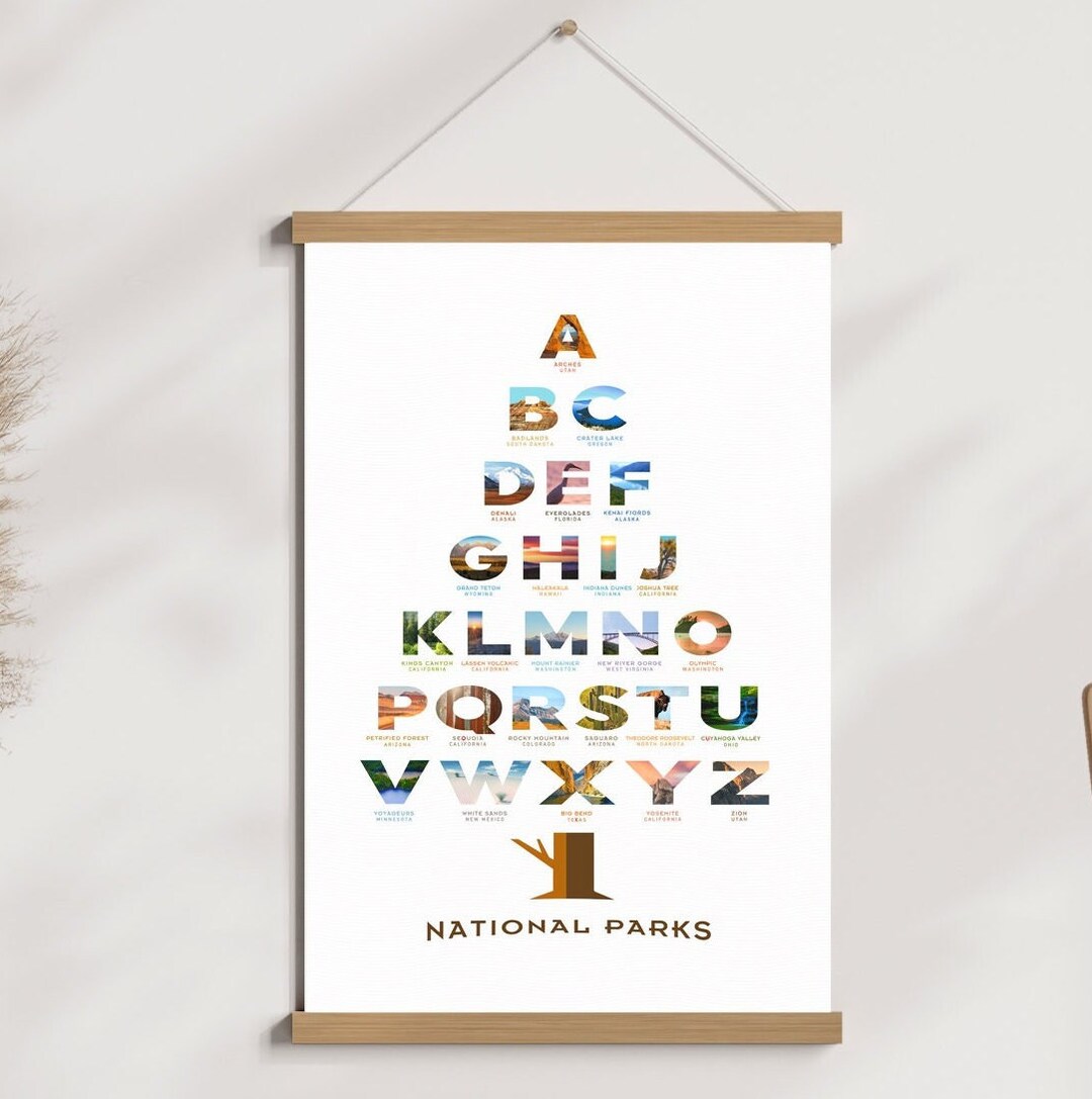 Framed National Park Canvas Alphabet Poster, National Park Kids Room ...