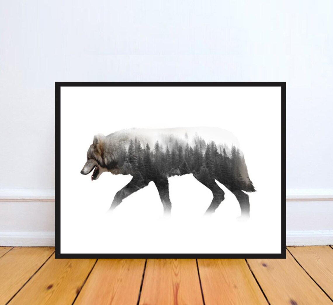 Wolf Picture Wolf Wall Art Nature Art Silhouette Print | Etsy