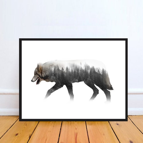 Wolf Picture Wolf Wall Art Nature Art Silhouette Print | Etsy