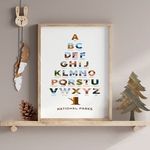 National Park Alphabet Tree Print, National Park Nursery Kids Room ...