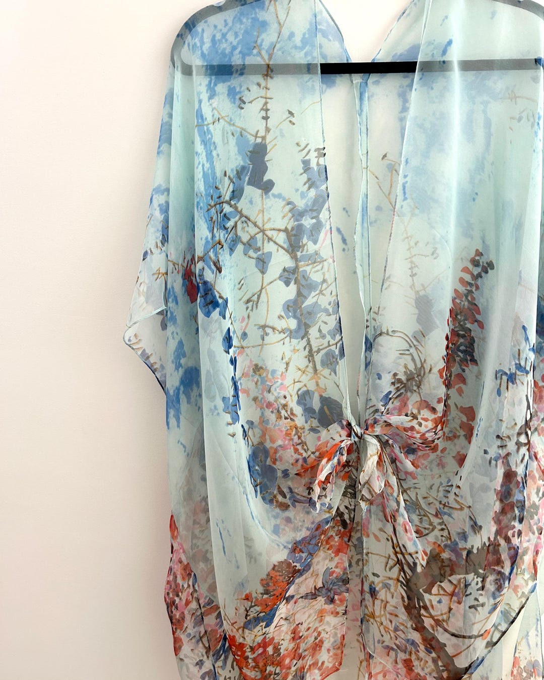 Bohemian Kimono, Turquoise Blue and Pink Kimono Bathing Suit Cover Up ...