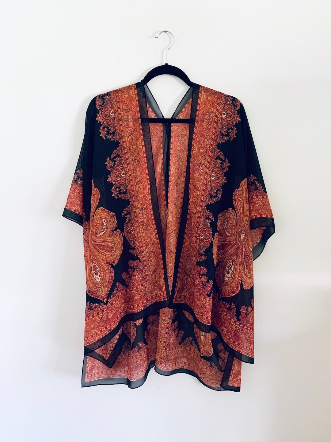Bohemian Kimono: Navy and Rust Paisley Filigree Kimono Bathing Suit ...