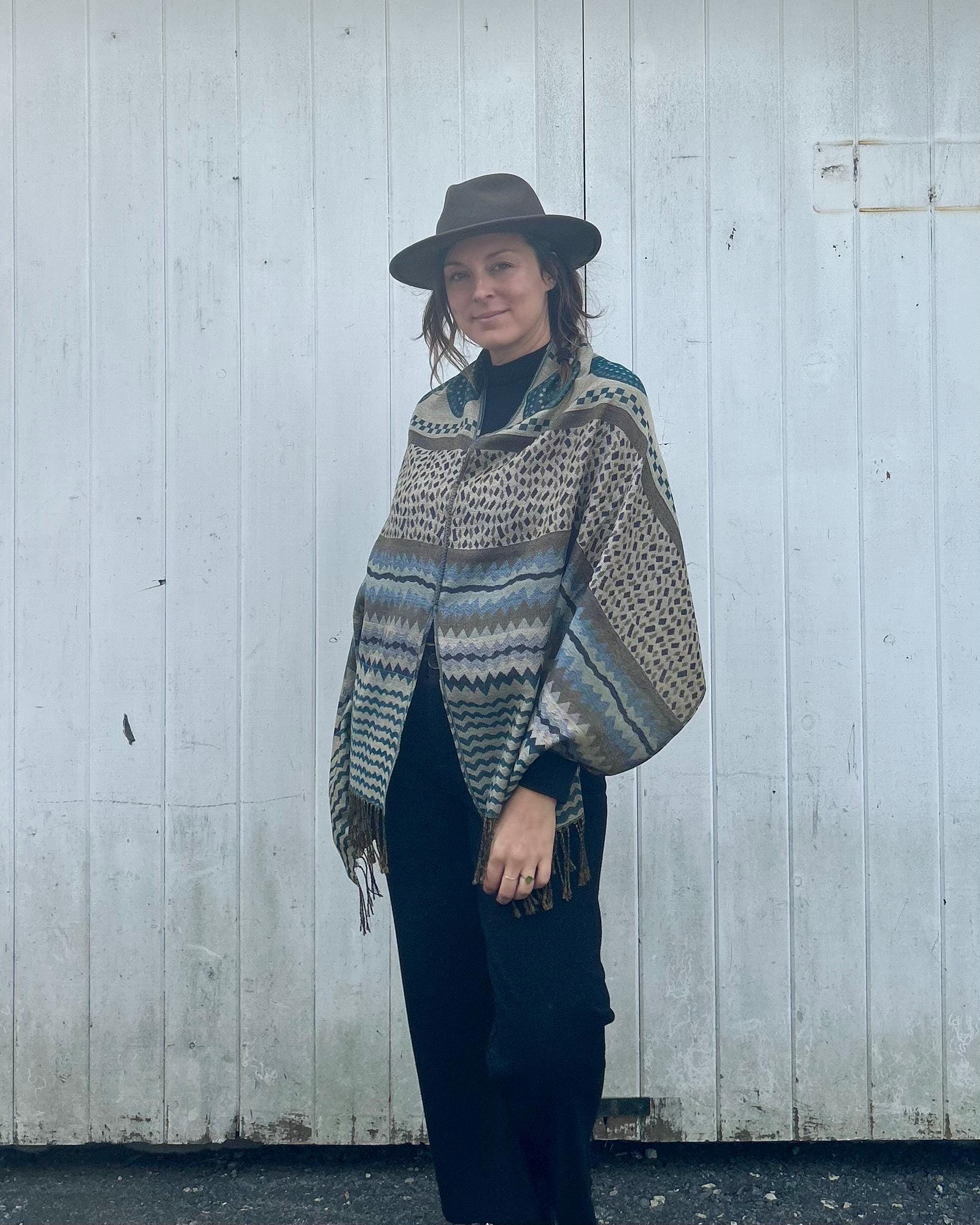 Bohemian Draped Shawl - Teal and Gold Tribal Pashmina Reversible Poncho ...