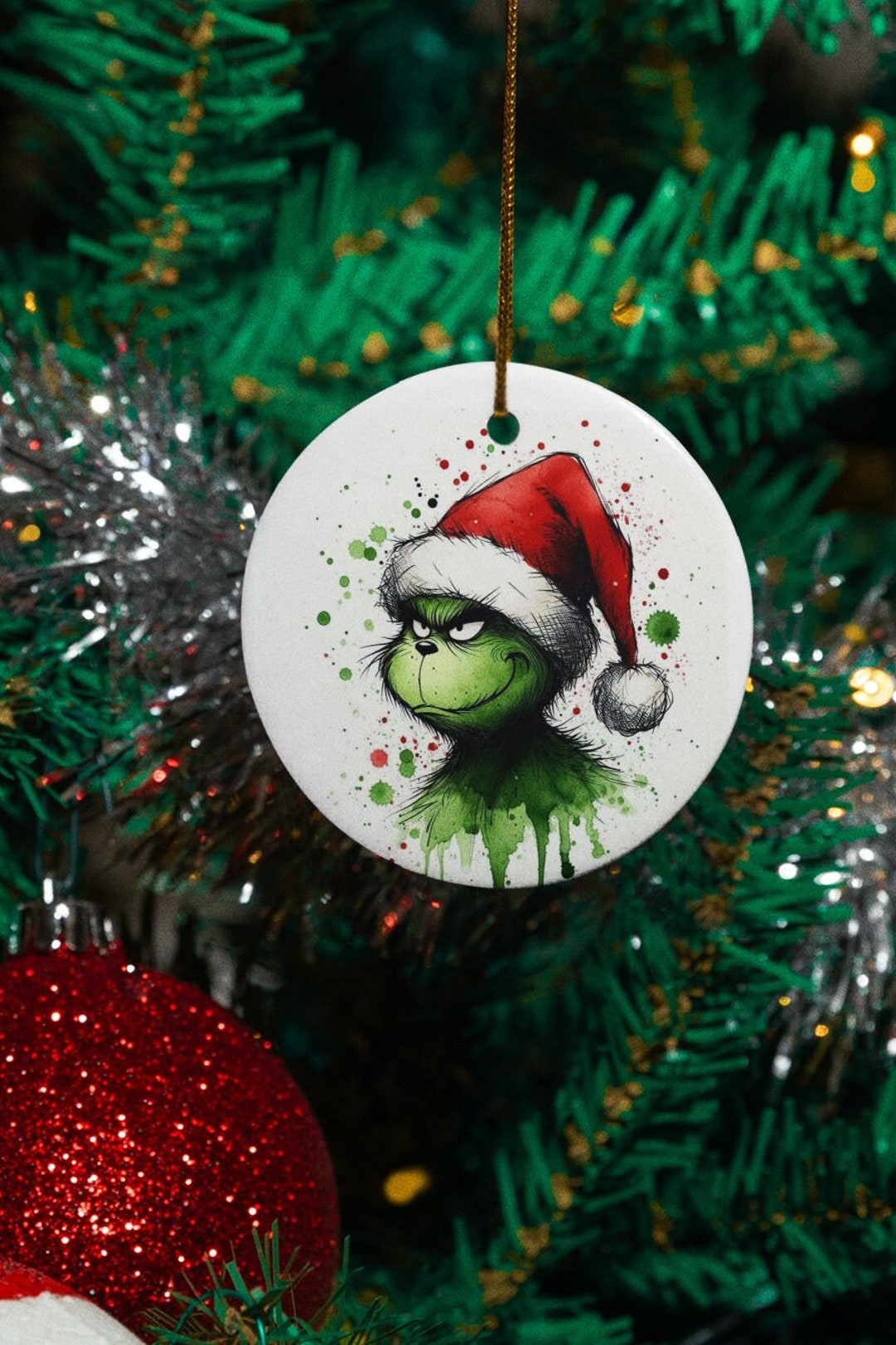 Grinch Ceramic Ornament - Etsy