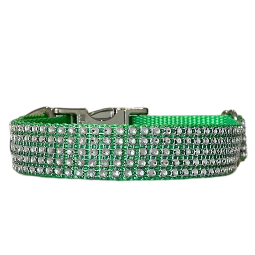 Silver Rhinestone 1" - 1.5" Lime (neon) Green Dog Collar - Etsy