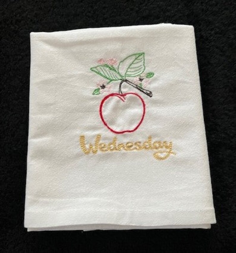 Vintage Fruit Days of the Week Embroidered Kitchen Towels - Set of 7 - Etsy