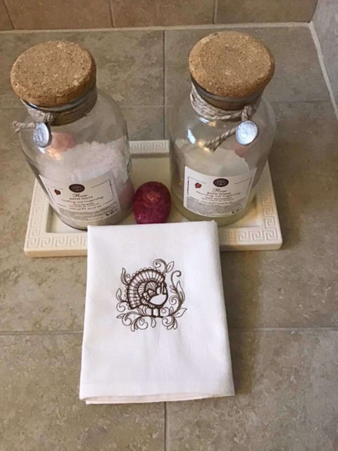 Artfully Embroidered Turkey Flour Sack Dish Towel - Etsy