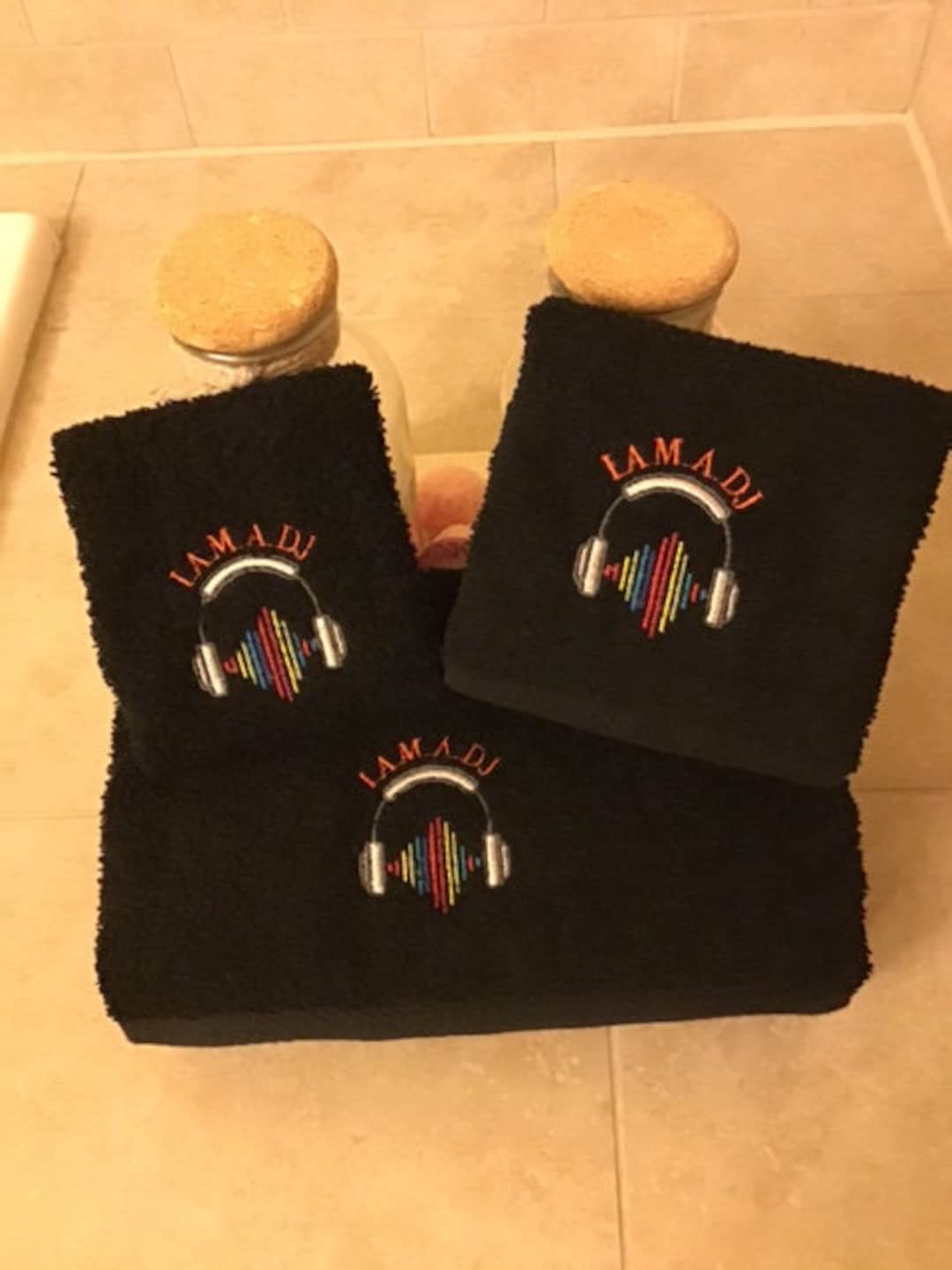 I Am A DJ 3 Piece Embroidered Personalized Bath Towel Set - Etsy