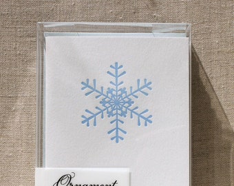 Letterpress Holiday Card Frosted Blue Snowflake Set of 6 - Etsy