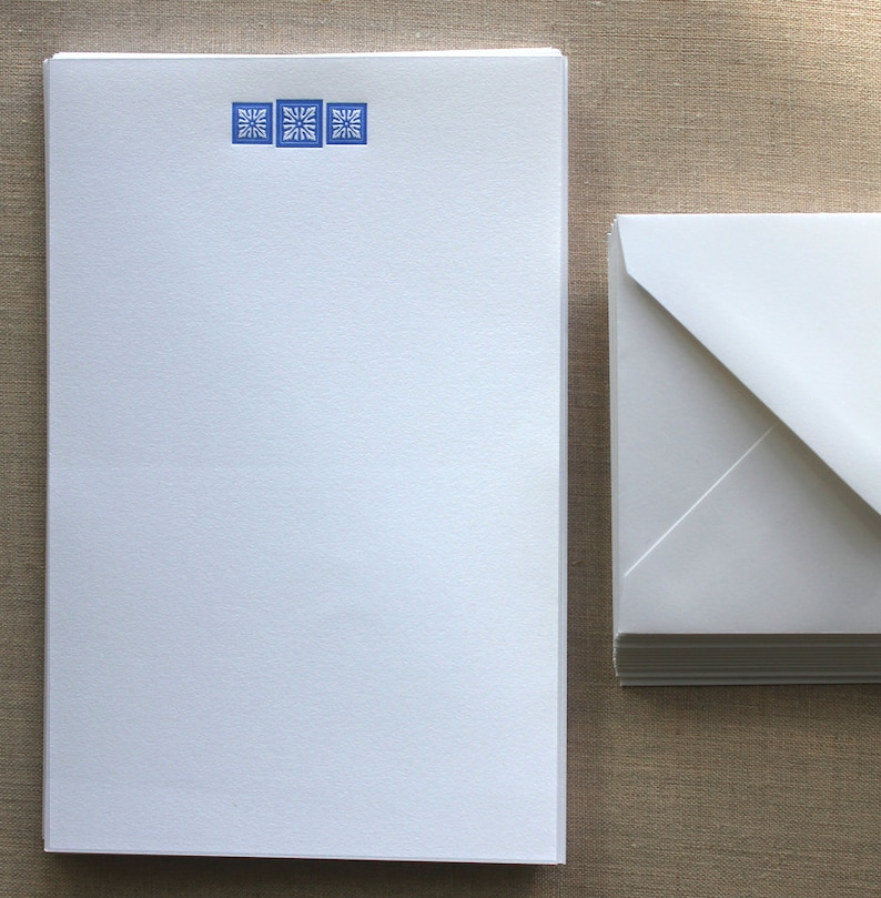 Cotton Writing Paper With Letterpress Italian Tile Motif - Etsy