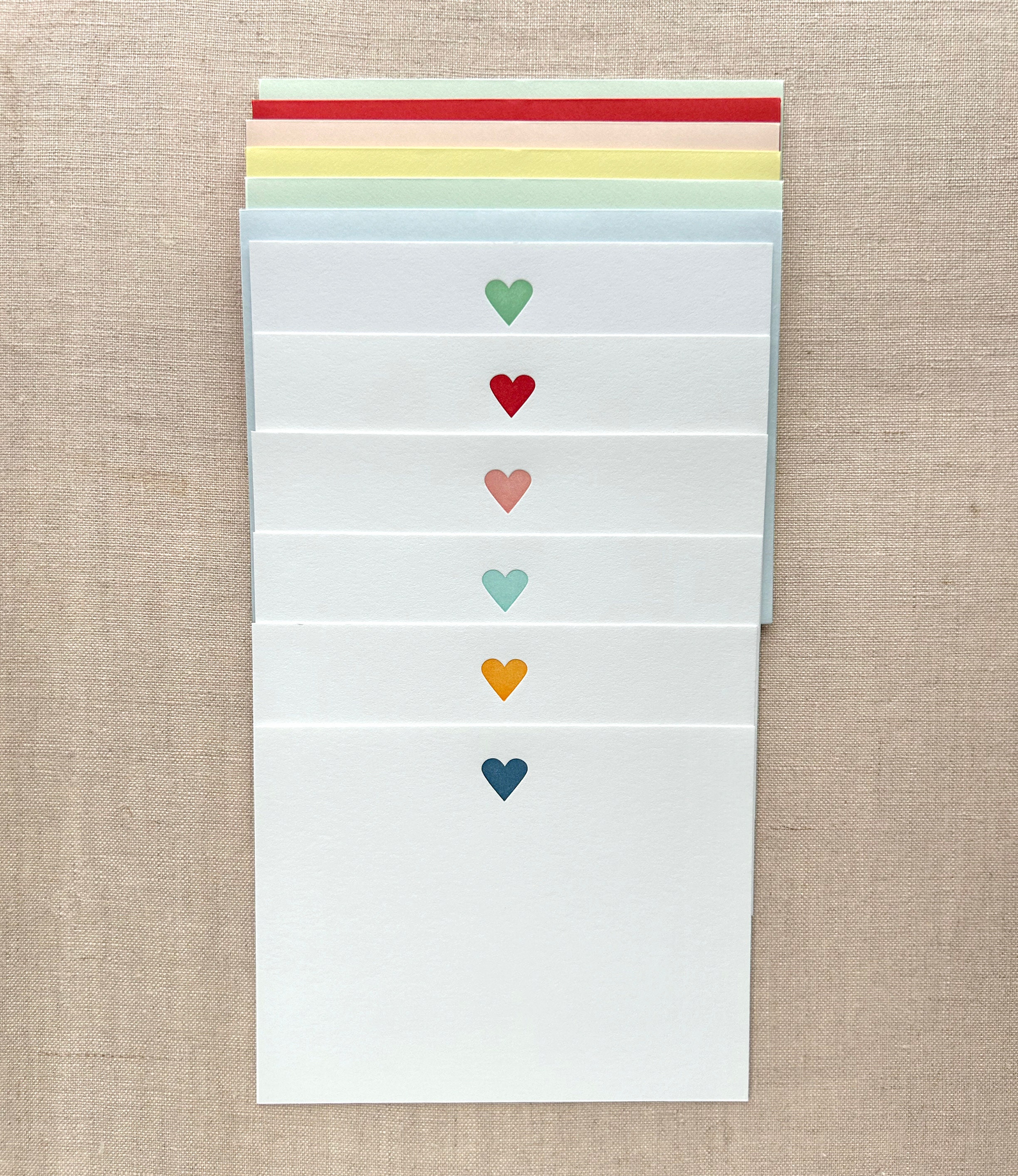 Flat Card Set With Multi-colored Hearts - Etsy