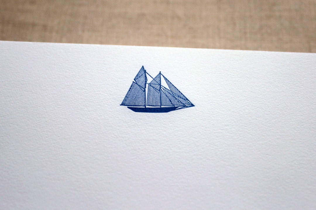 Cotton Writing Paper With Letterpress Sailboat - Etsy