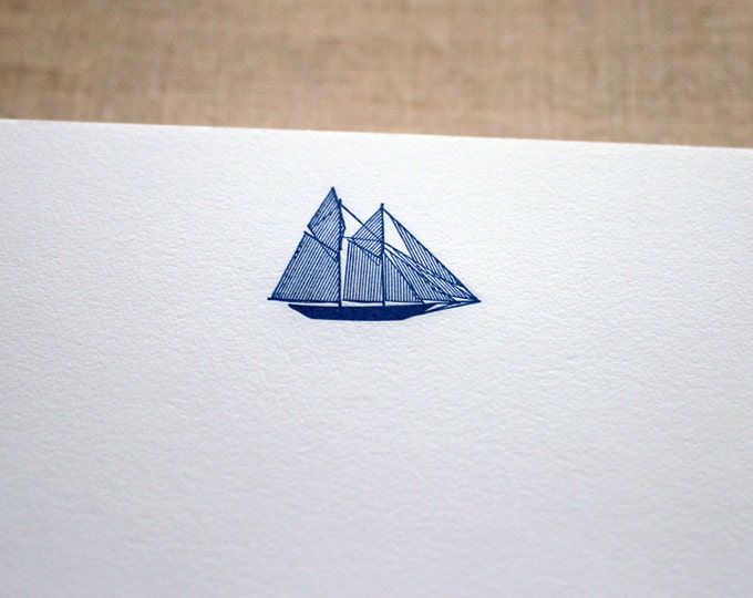 Cotton Writing Paper With Letterpress Sailboat - Etsy