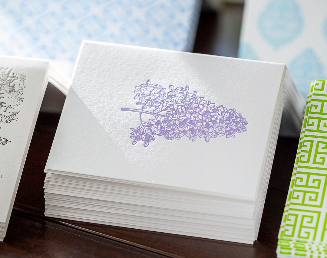 Lilac Letterpress Card Set - Etsy