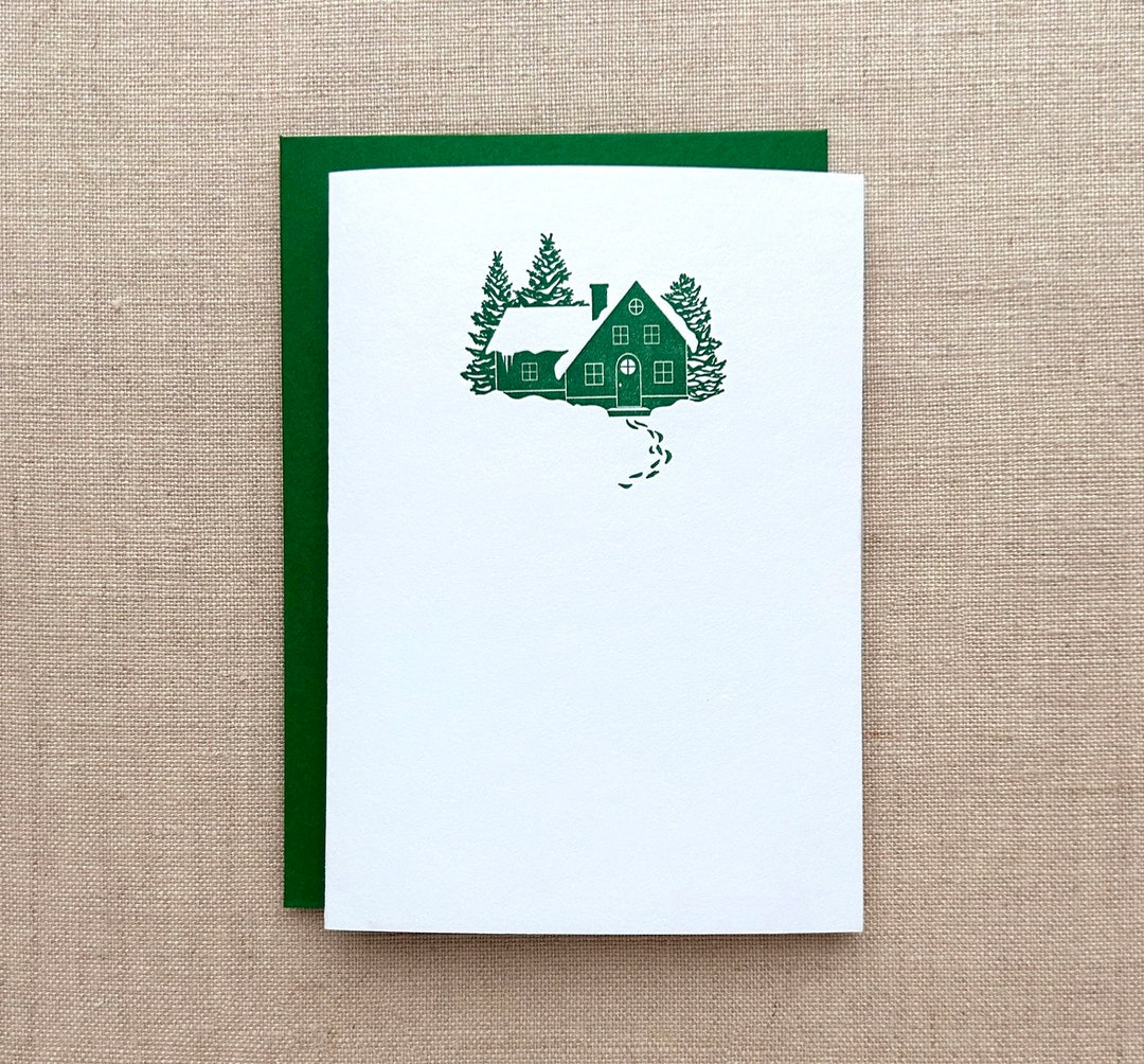 Snowy House Letterpress Card Set - Etsy
