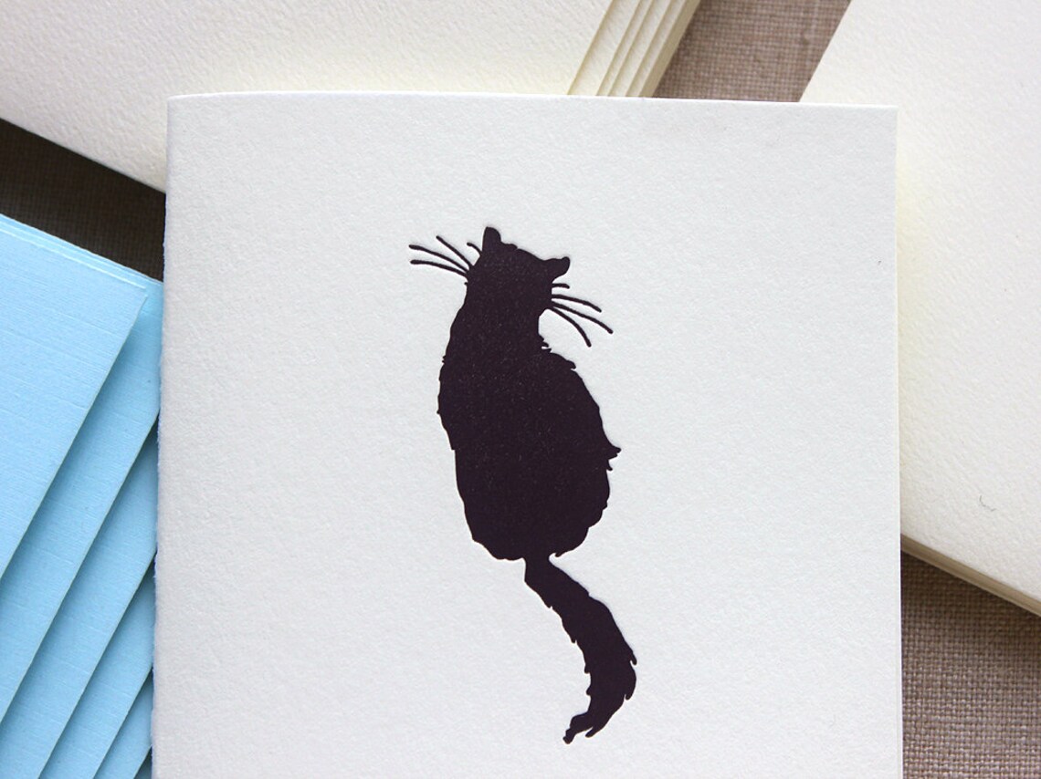 Cat Letterpress Card Set - Etsy