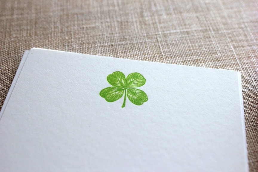 Flat Card Set With Letterpress 4-leaf Clover vertical - Etsy