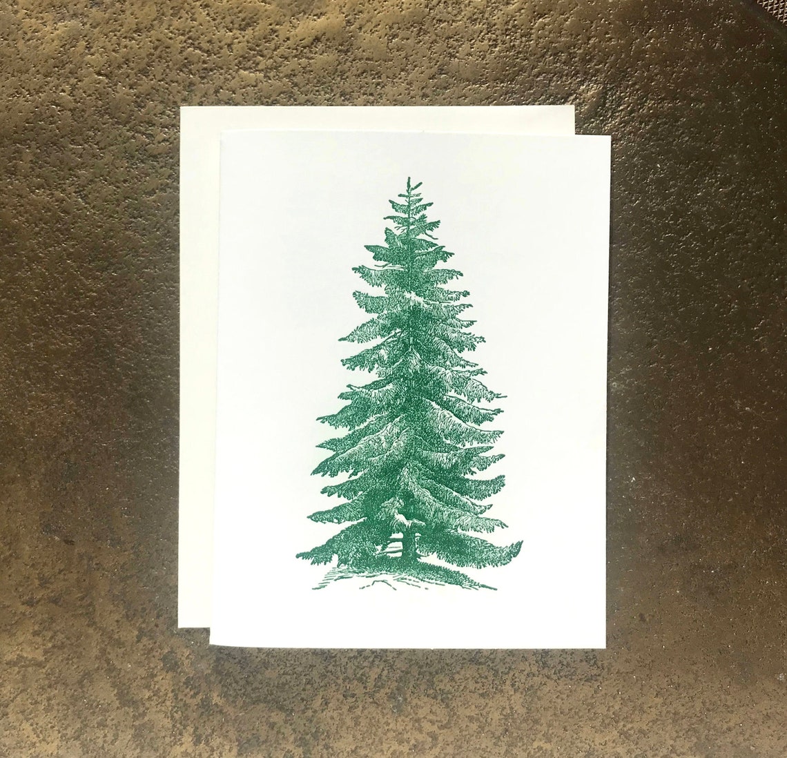 Pine Tree Letterpress Card Set - Etsy
