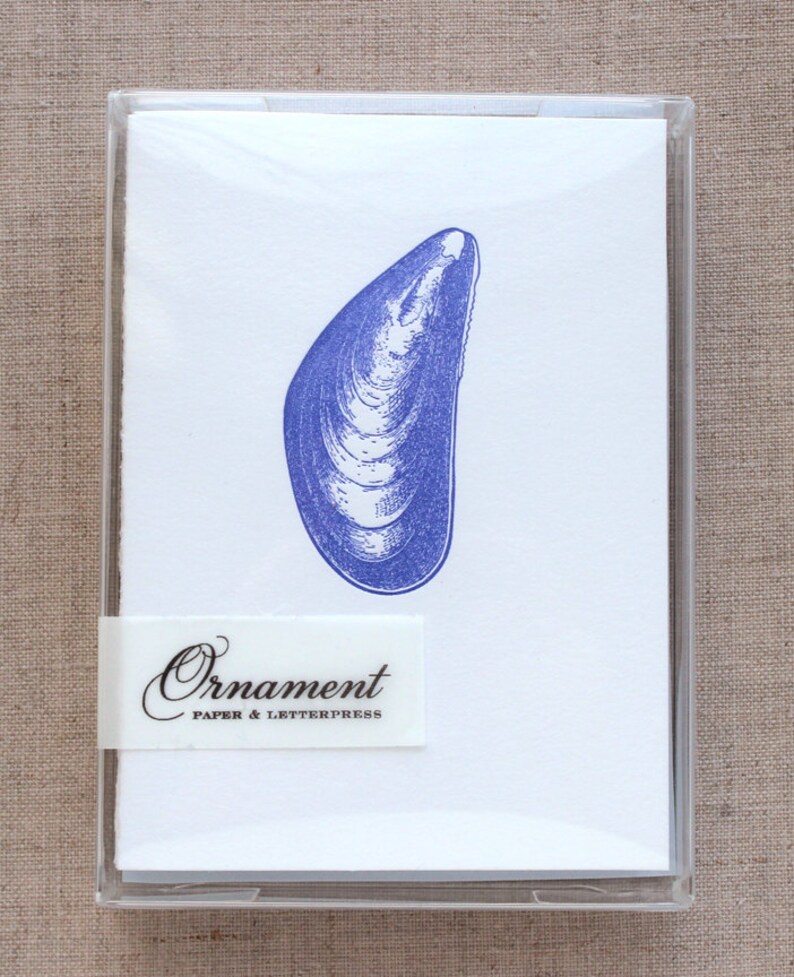 Mussel Letterpress Card Set | Etsy