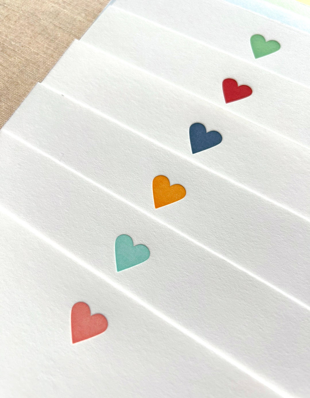 Flat Card Set With Multi-colored Hearts - Etsy