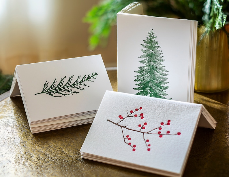 Pine Tree Letterpress Card Set - Etsy