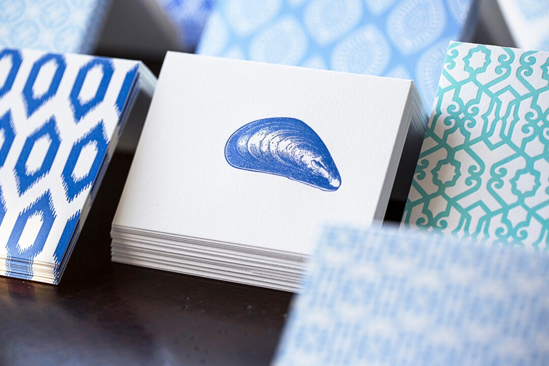 Mussel Letterpress Card Set - Etsy