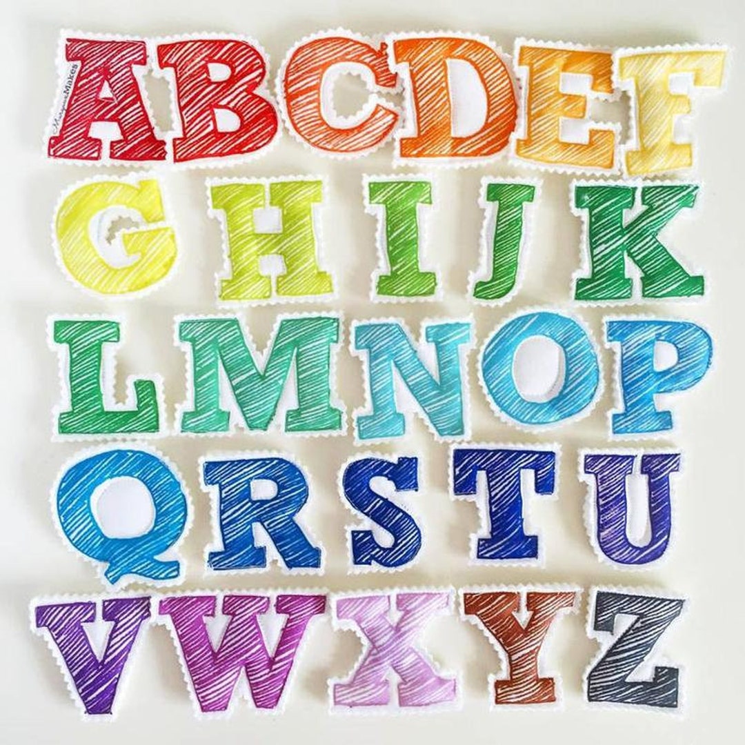 Magnetic/plush SCRIBBLE Alphabet in Rainbow Gradient - Etsy