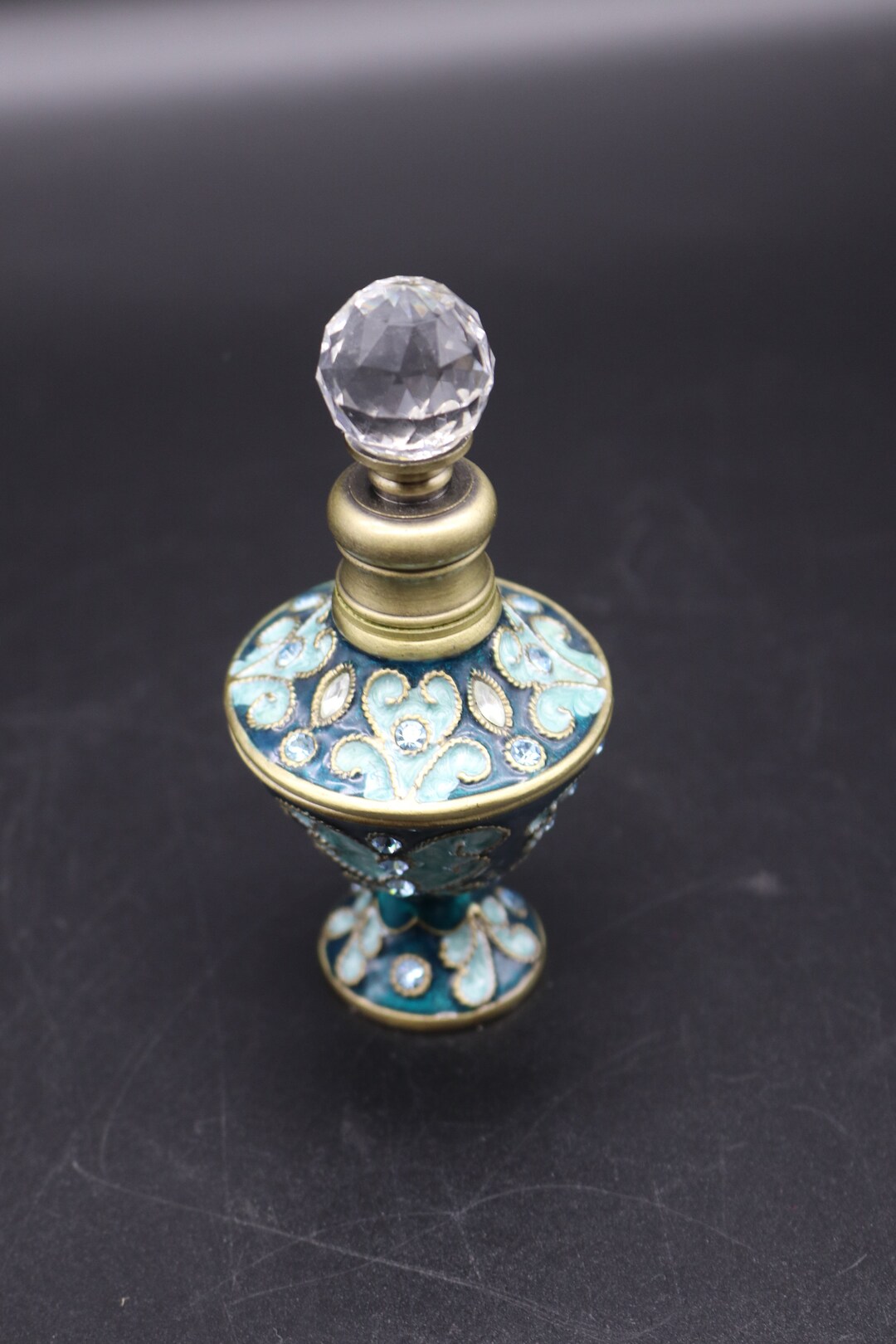 NOS Enamel Cloisonne Perfume Bottle: Teal Rhinestone Vanity Decor - Etsy