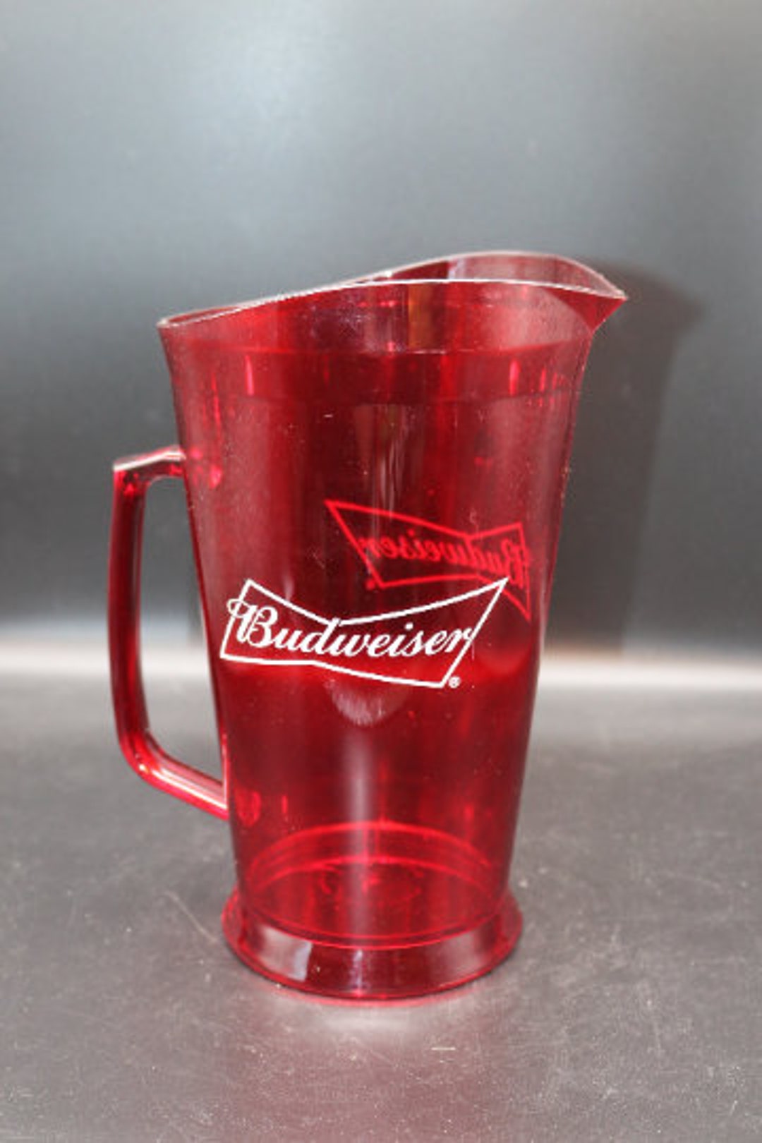 Red Budweiser Plastic Pitcher - NOS - Beer Pitcher - Barware - Home Bar ...