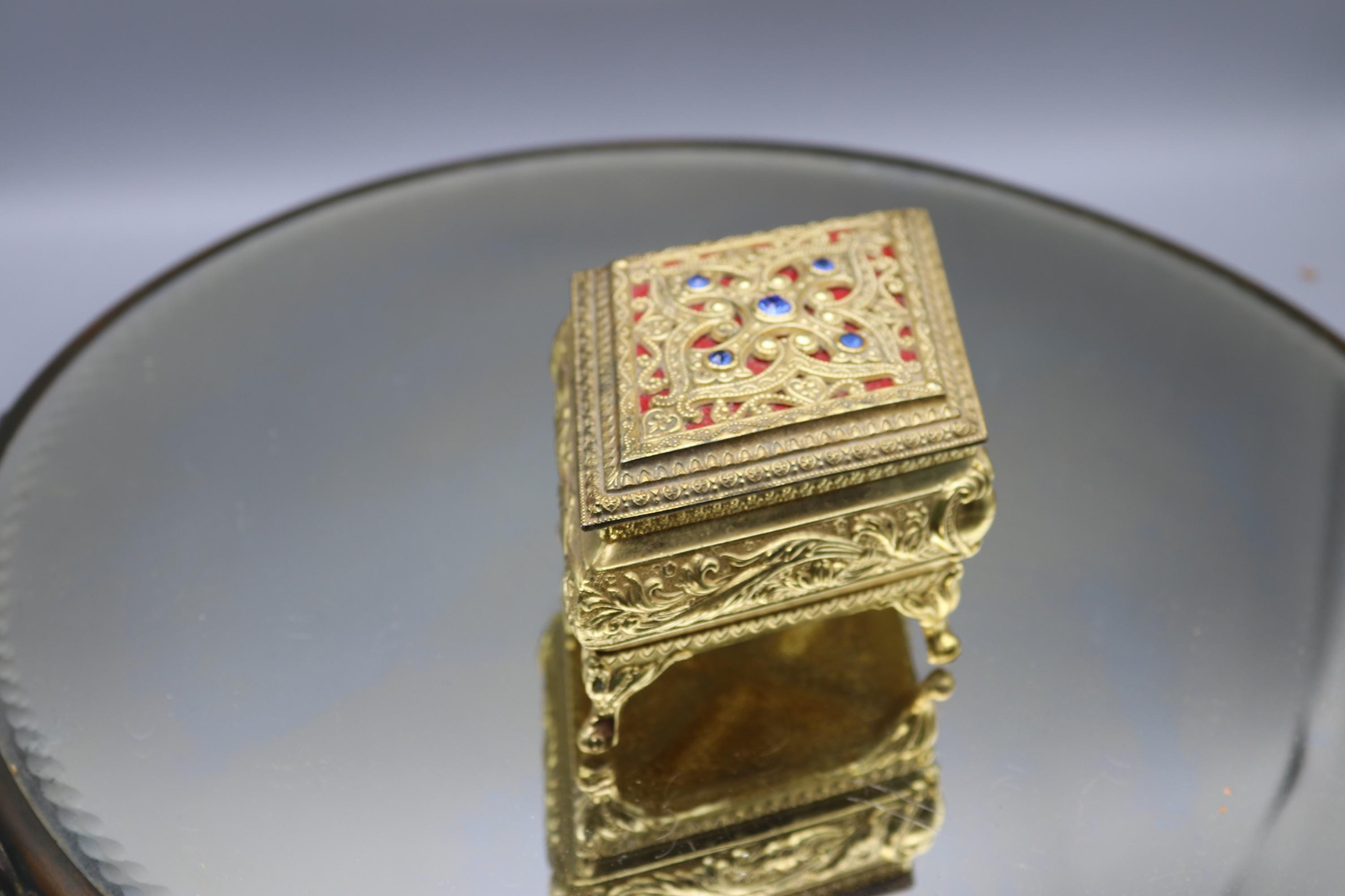 Vintage Ormolu Jewelry Casket: Golden Brass Rhinestone Trinket Box - Etsy