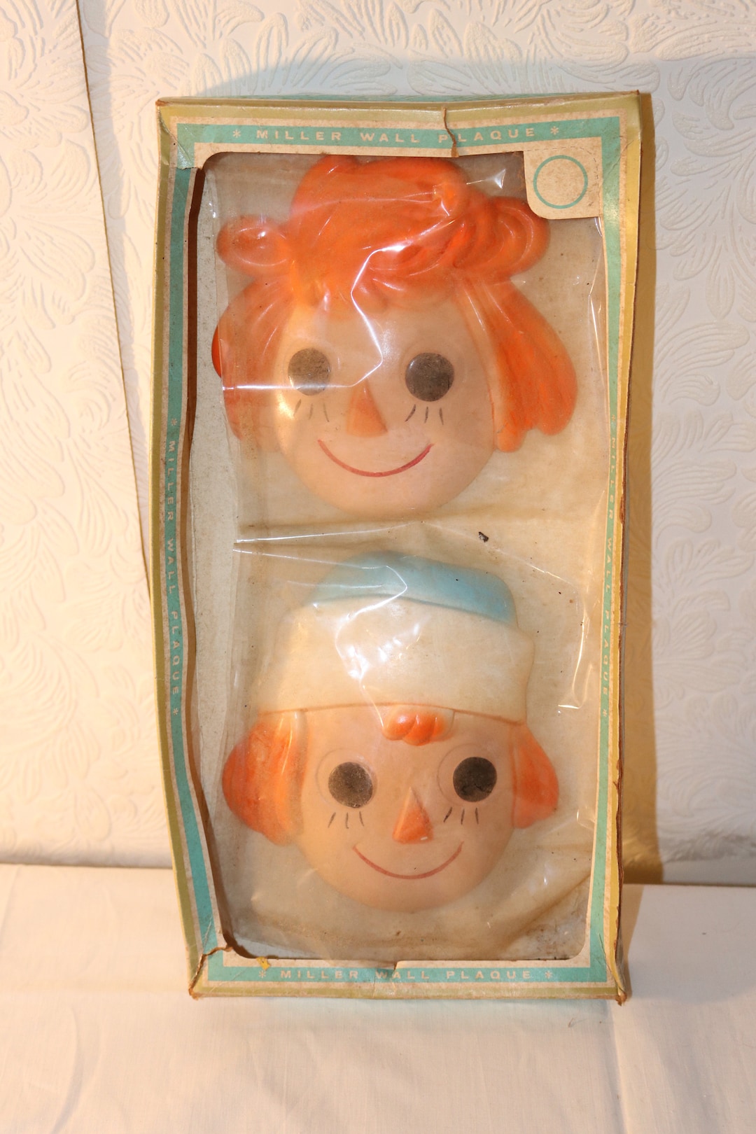 Vintage Raggedy Ann & Andy Face Wall Plagues - Miller Wall Plaques ...