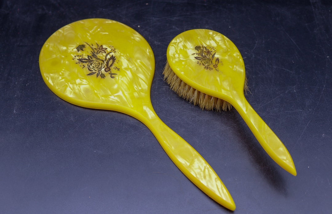 Dupont Pyralin & Lucite Mirror and Brush Set - Dresser Set - Vanity Set ...