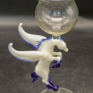 Vintage Pegasus Stem Cordial Glass - White/blue Winged Horse - Clear ...