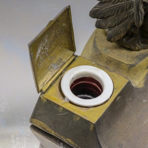 Vintage Brass Indian Native American Chief Double Inkwell Desk Set ...