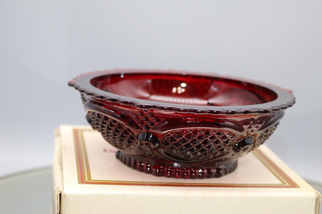 Vintage Avon Ruby Red Cape Cod Dessert Bowl in Original Box - Etsy