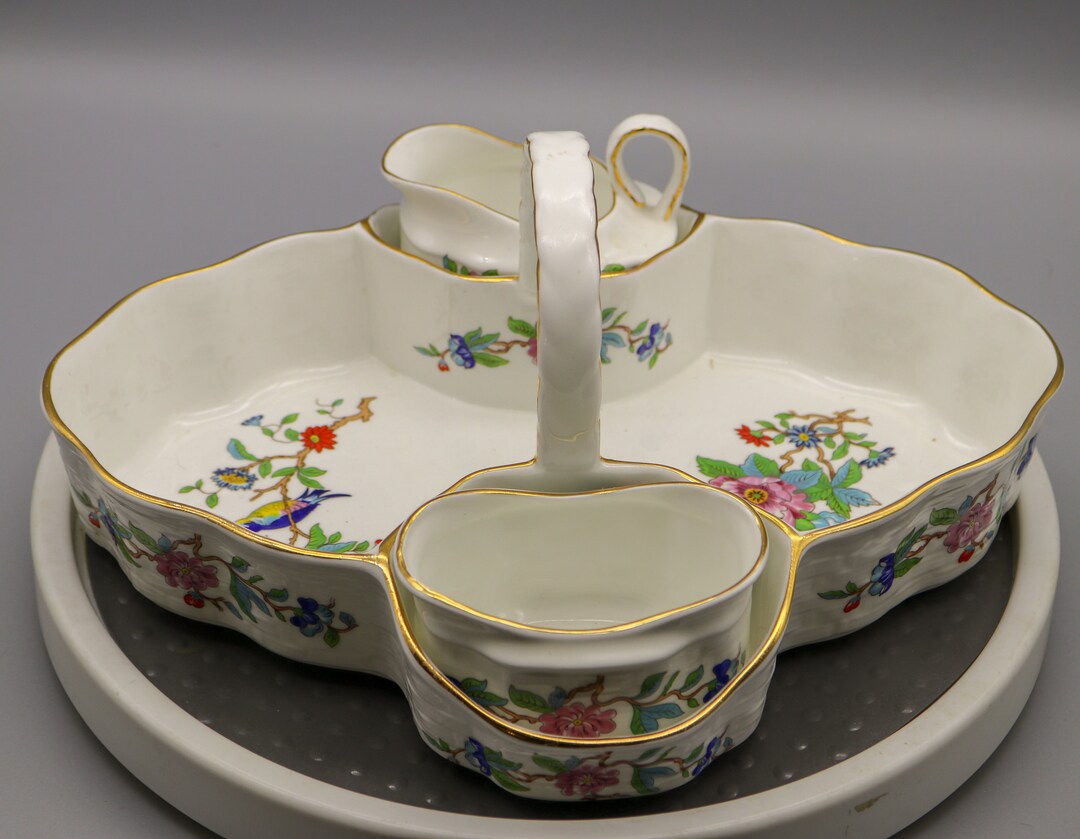 Aynsley China Strawberry Basket Pembroke Pattern Creamer Open Sugar ...