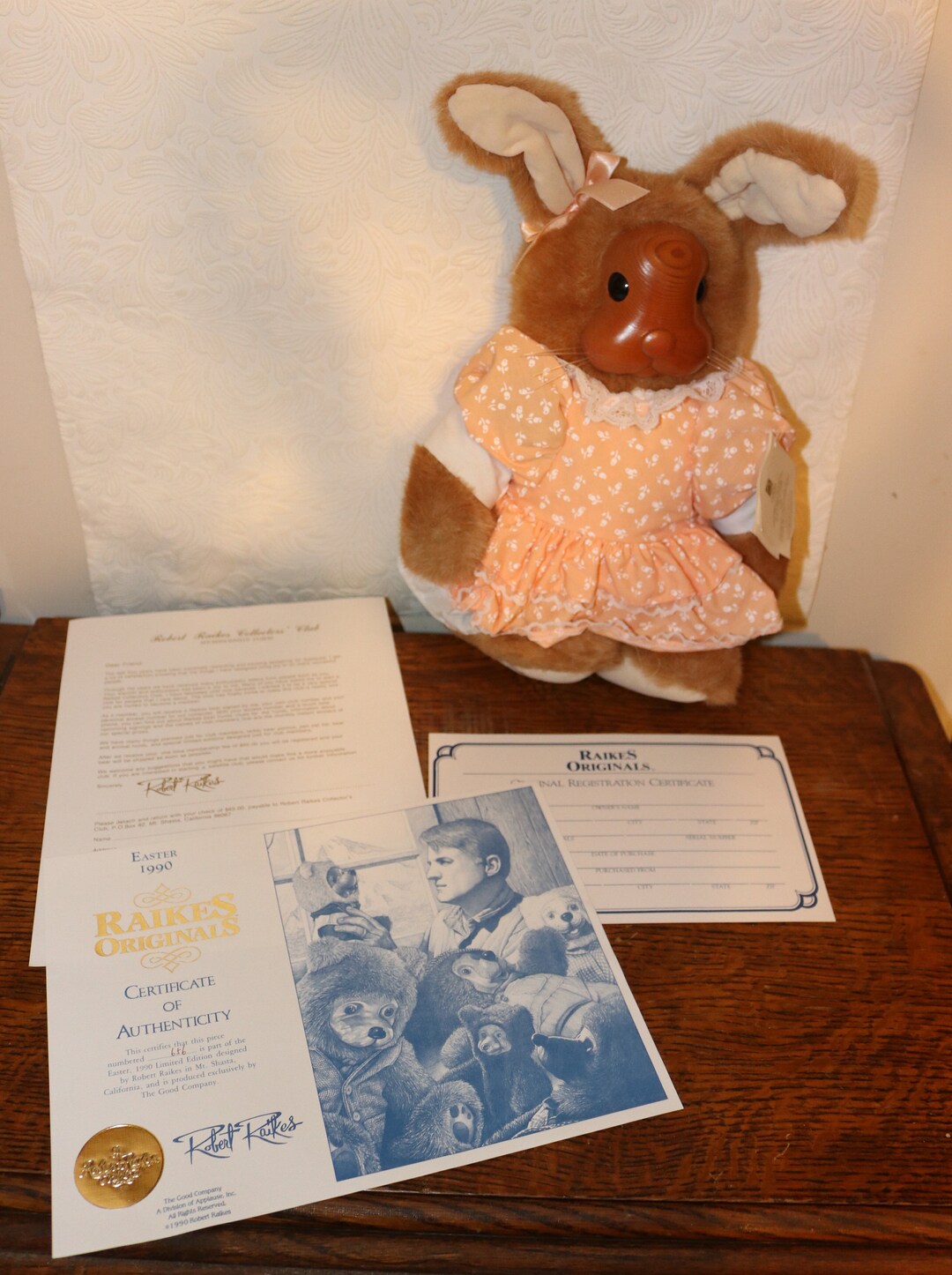 Aunt Mary Lou Wood Faced Rabbit by Raikes Original Foot Signed Robert ...