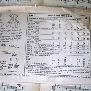 1950s Simplicity Child's One-piece Dress Pattern - 4591- Cut Complete ...