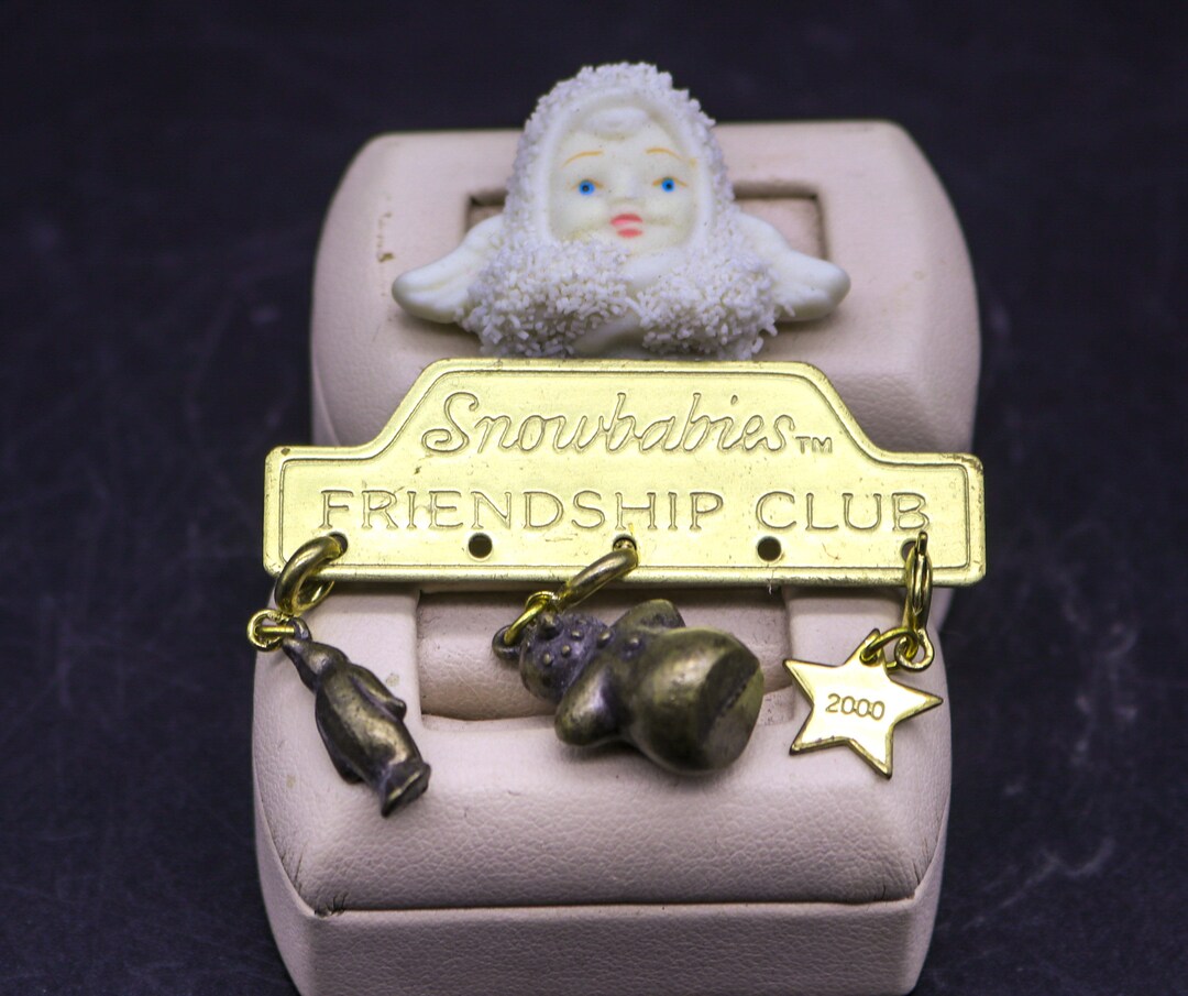 Vintage Snowbabies Angel Friendship Club Pin With Charms - 3 Charms ...