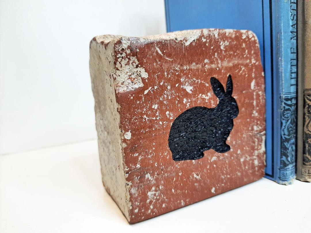 Rabbit Silhouette Engraved Brick Bookend for Hobby Farmer, Farm House ...