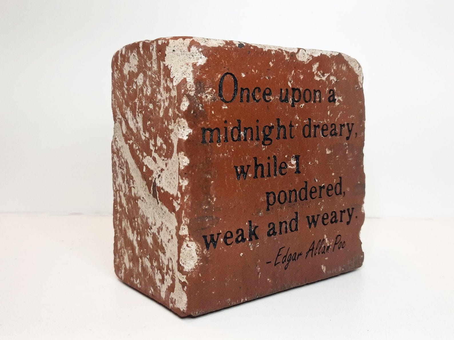 Engraved Edgar Allan Poe Brick Bookend: Raven Poem Decor - Etsy