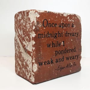 Engraved Edgar Allan Poe Brick Bookend: Raven Poem Decor - Etsy