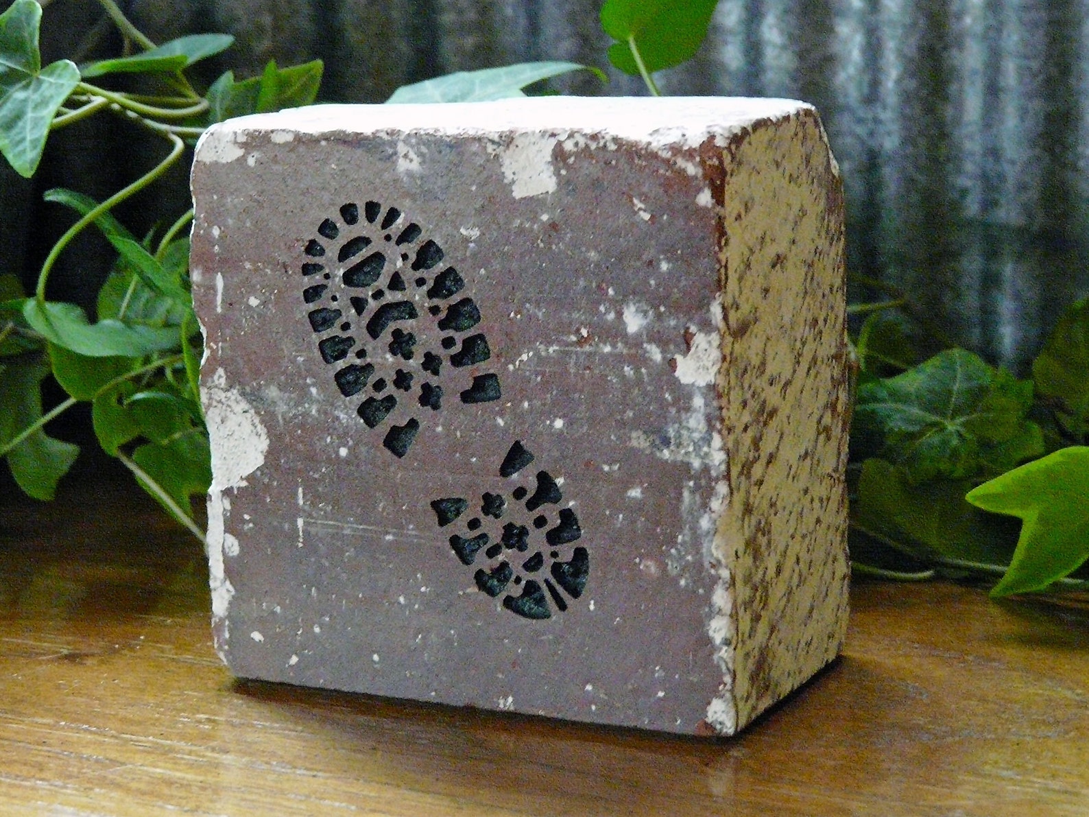 Hiking Boot Track Engraved Half Red Brick Bookend Shelf Décor | Etsy