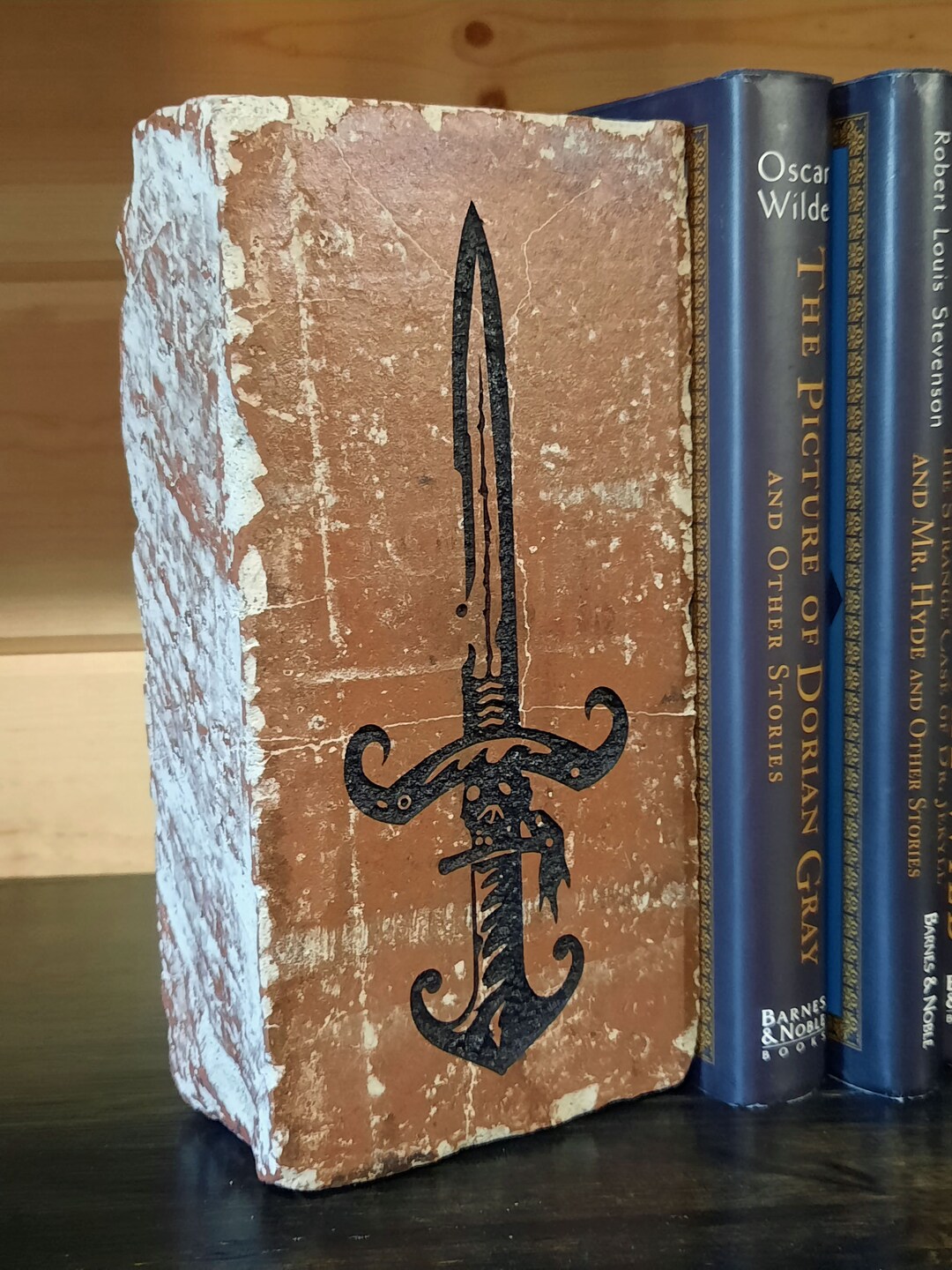 Sword or Dagger Design Rustic Brick Bookend Shelf Décor - Etsy