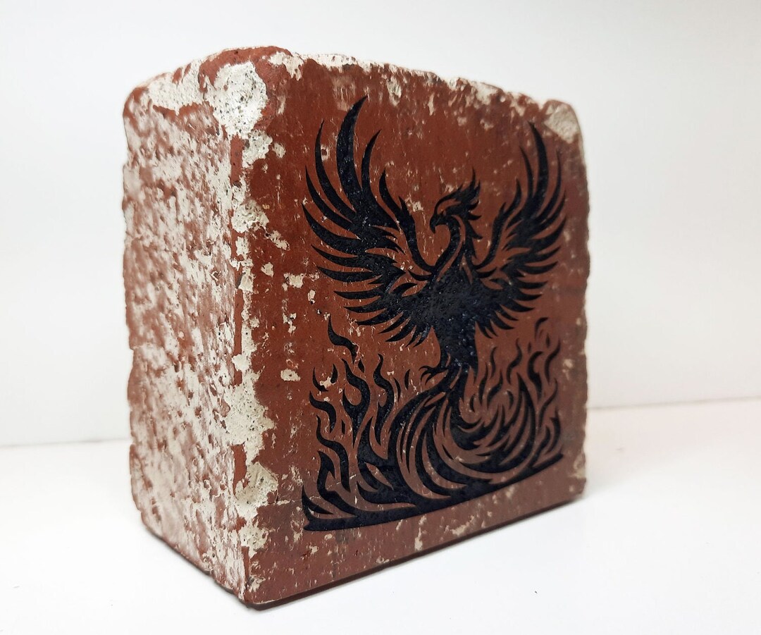 Phoenix Engraved Half Red Brick Bookend Shelf Decor - Etsy